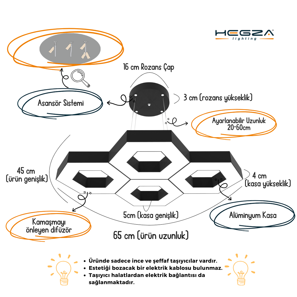 STELLA-DUO - Modern Endirekt LED Avize Gri Kasa - 6500K - Beyaz Işık